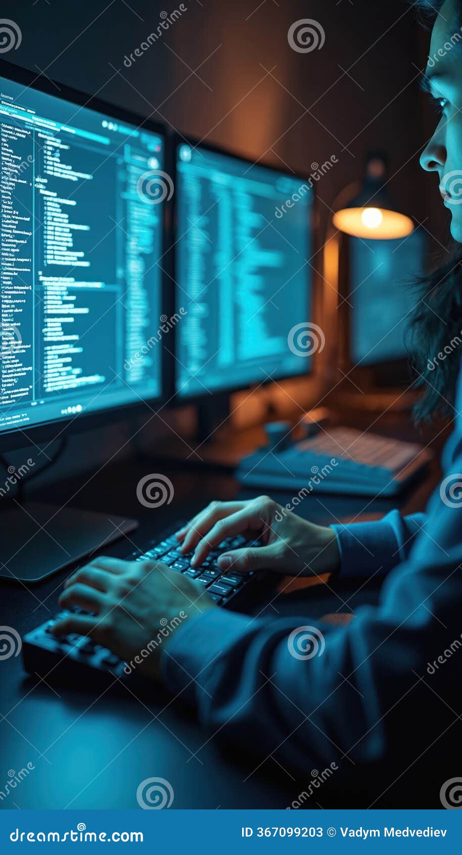 The Programmer Works On The Moon, Seclusion In Space. In Minimalist ...