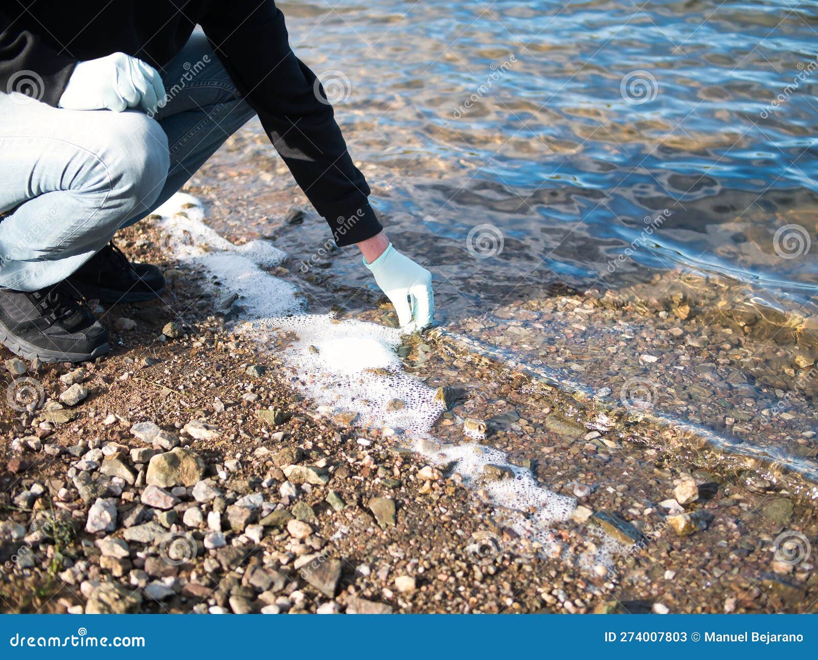 Person Collecting Contaminated Water Samples for Laboratory Analysis ...