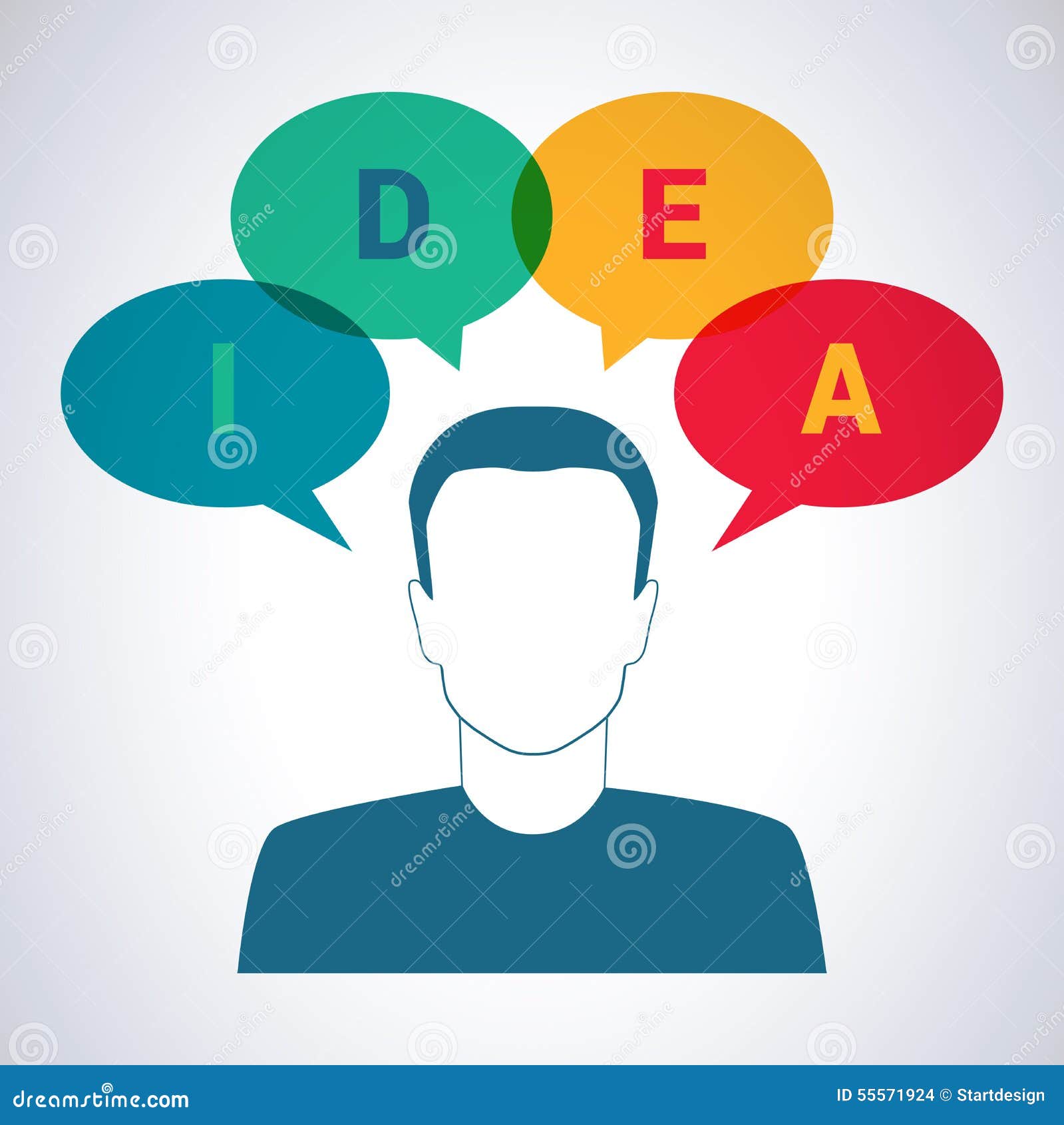 Person with Colorful Idea Speech Bubbles Stock Vector - Illustration of ...