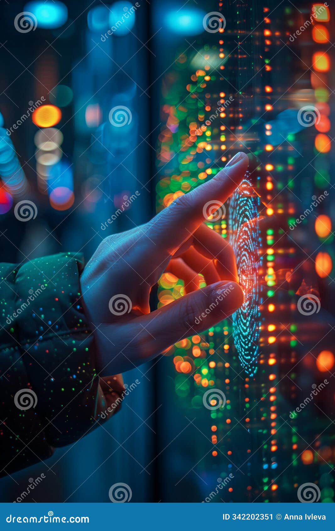 A Person Completing a Transaction with a Biometric Fingerprint Scan ...