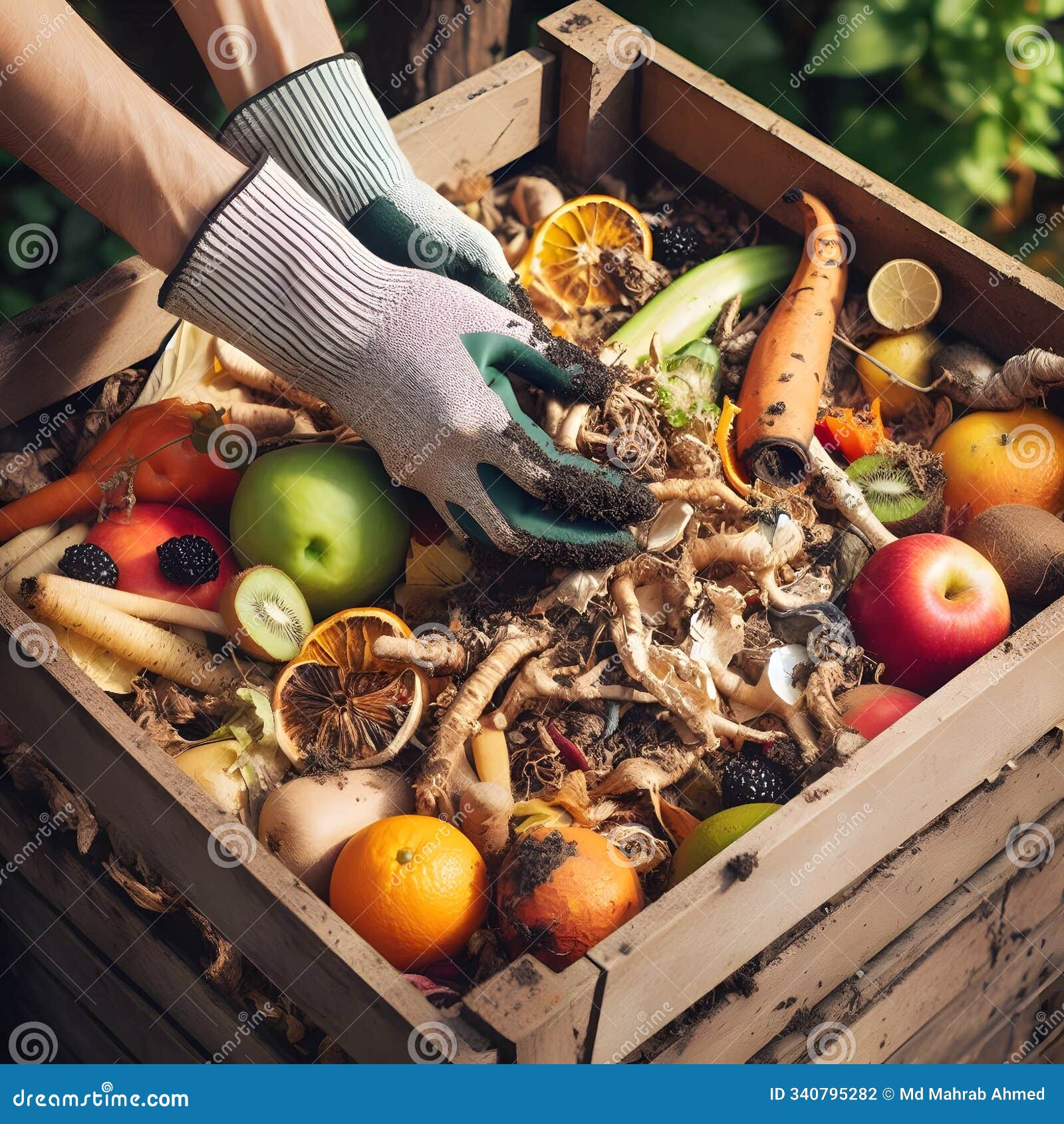 Person Composting Fruit and Vegetable Waste in Backyard. AI Generated ...