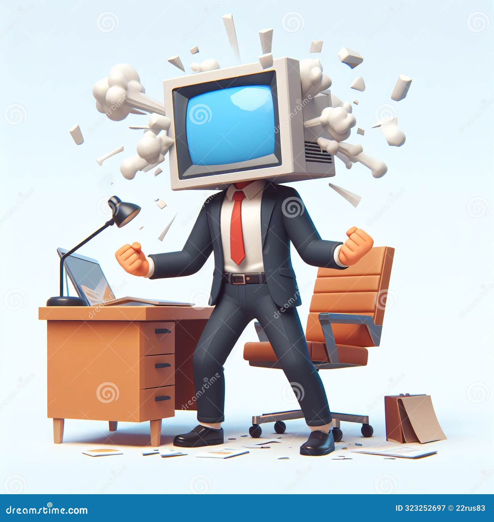 Person with Computer Monitor Head Exploding Stock Image - Image of ...