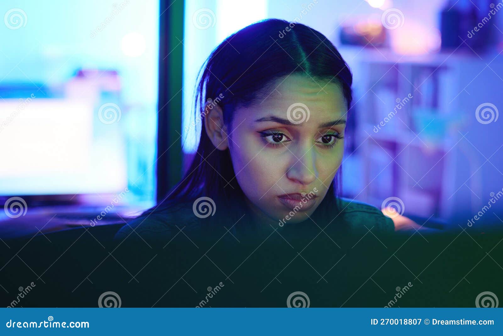 Person, Computer or Stress Face in Neon House and Cybersecurity ... Person, Computer or Stress Face in Neon House and Cybersecurity ...