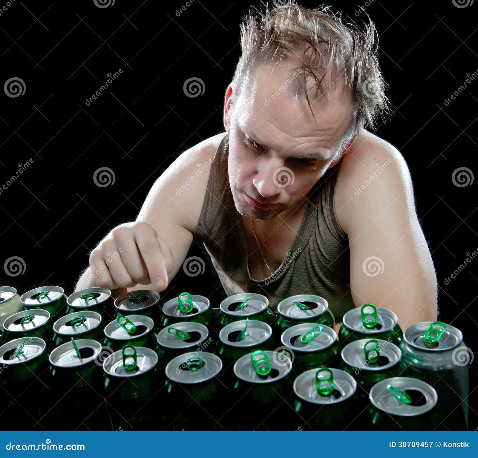 The Person Considers Amount of the Drunk Beer Stock Image - Image of ...