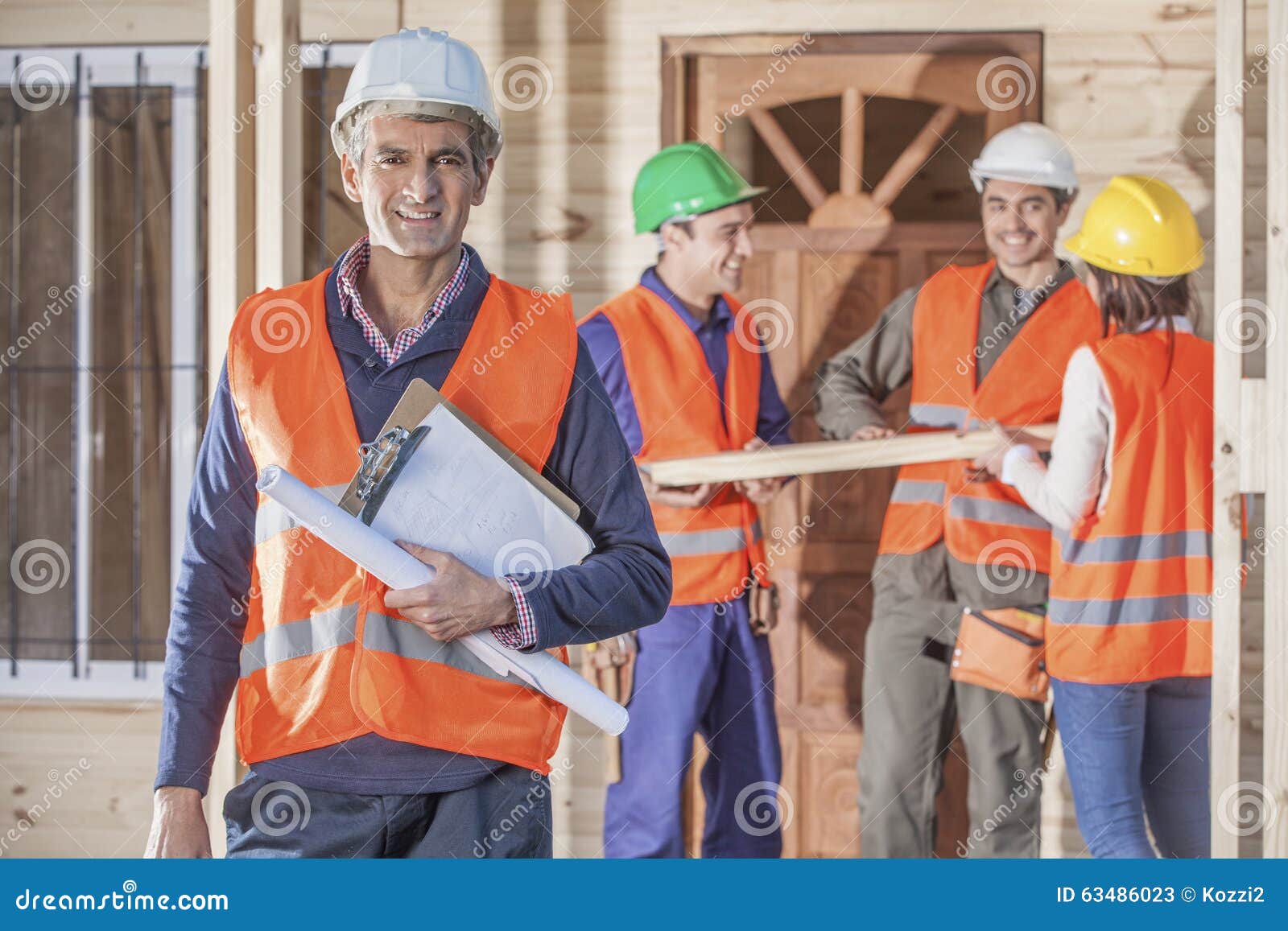 4 person Construction Crew stock image. Image of skilled - 63486023