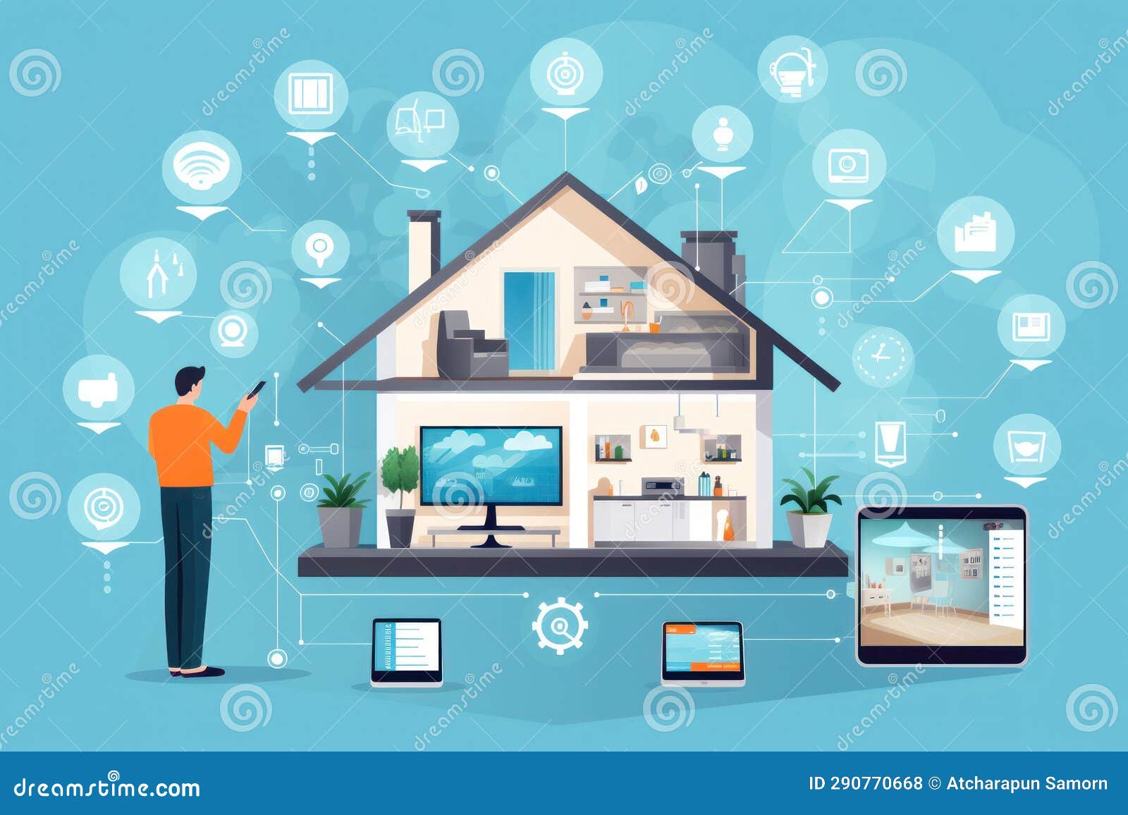 A Person Controlling Smart Home Devices, Smart Home Management System ...
