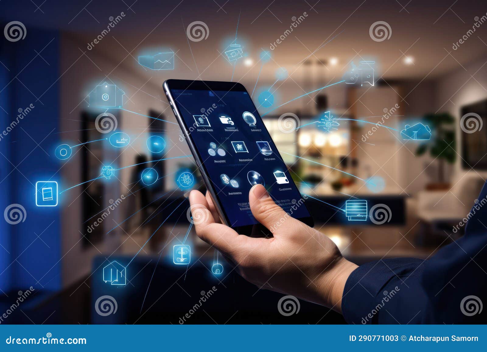 A Person Controlling Smart Home Devices, Smart Home Management System ...