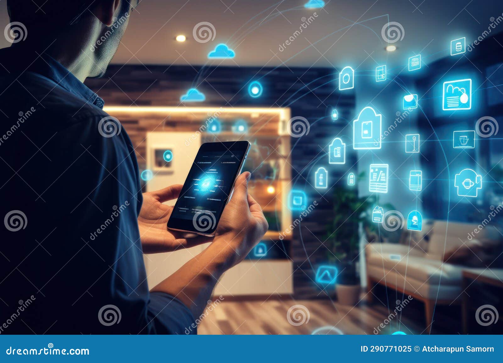 A Person Controlling Smart Home Devices, Smart Home Management System ...