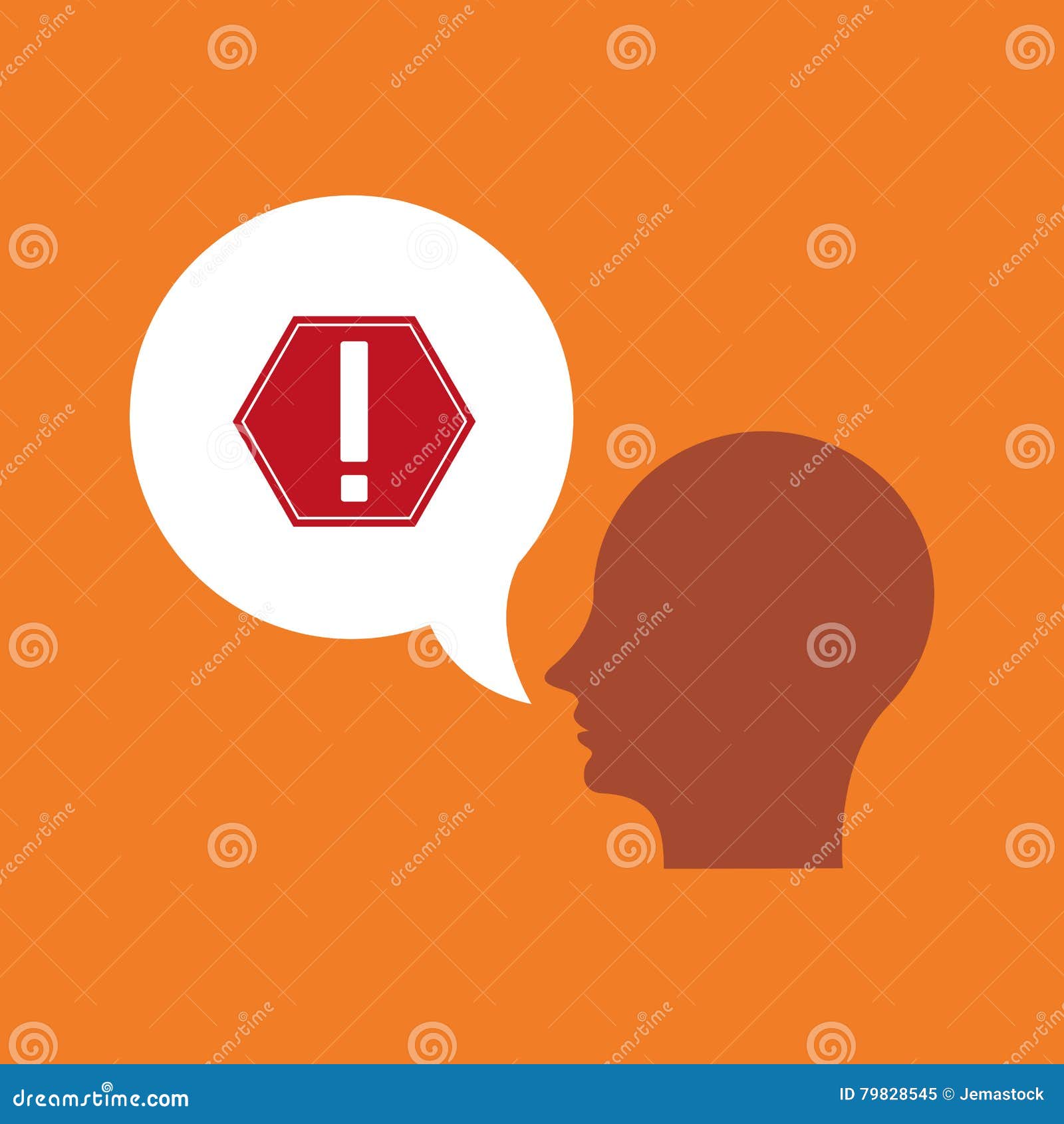 Person with Conversation Bubble and Warning Icon Stock Illustration ...