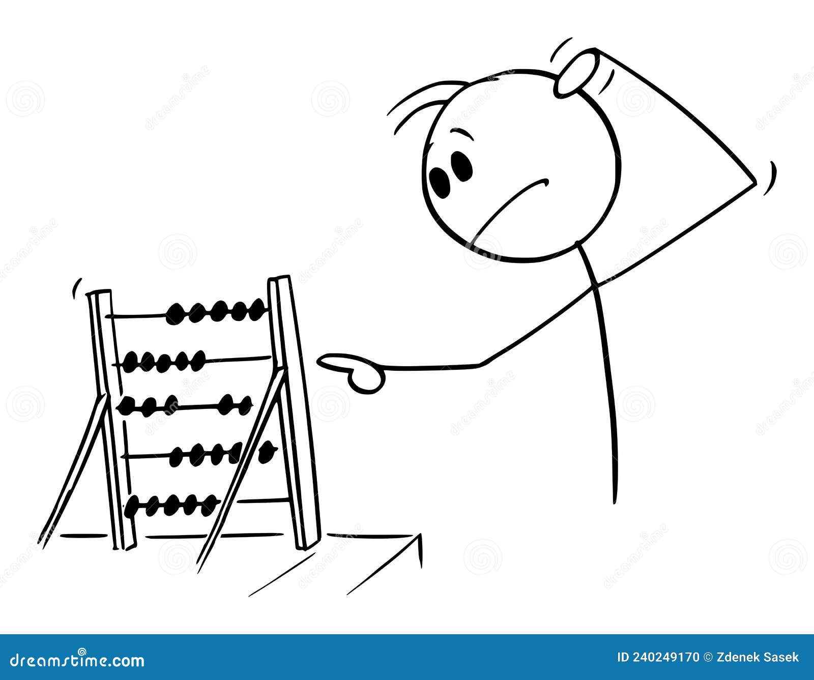 Person Counting On Abacus Vector Cartoon Stick Figure Illustration