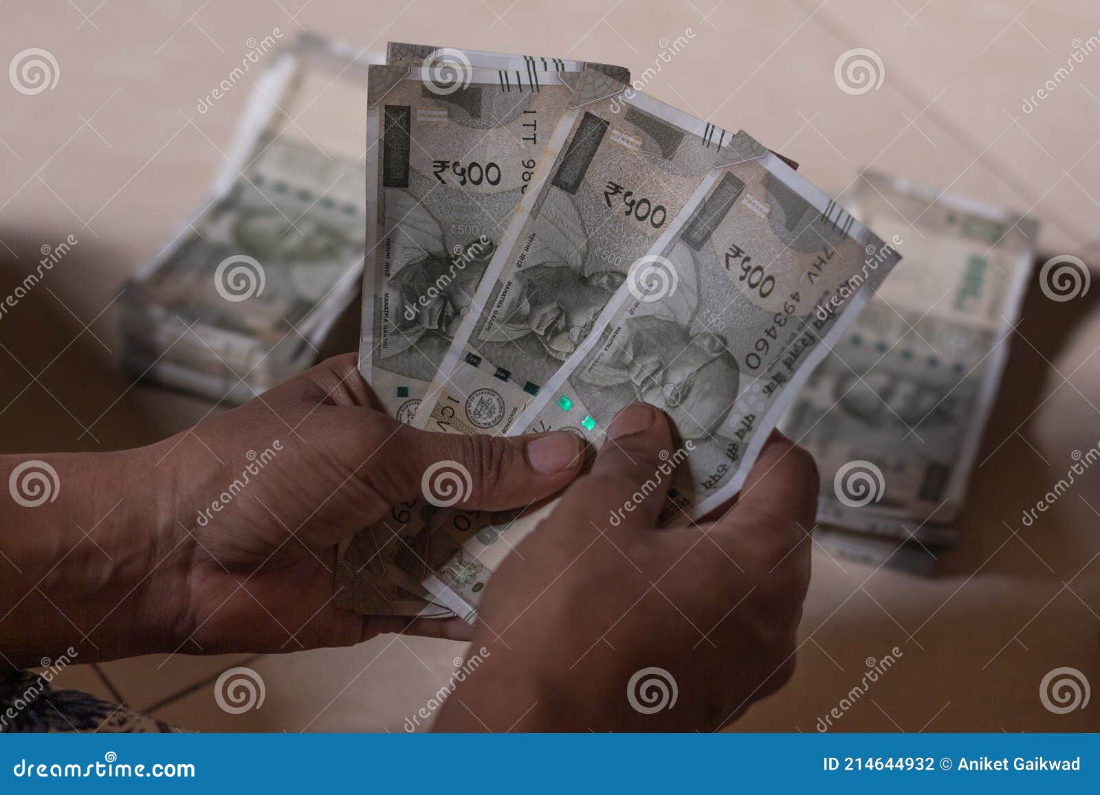 Man Is Counting Indian 10 Rupee Currency Notes. Picture Of Calculator ...