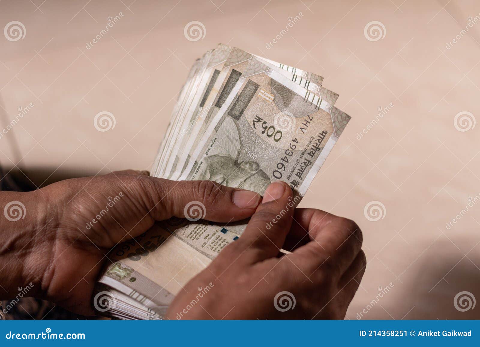 Person Counting 500 Rupees Indian Bills Stock Image - Image of money ...