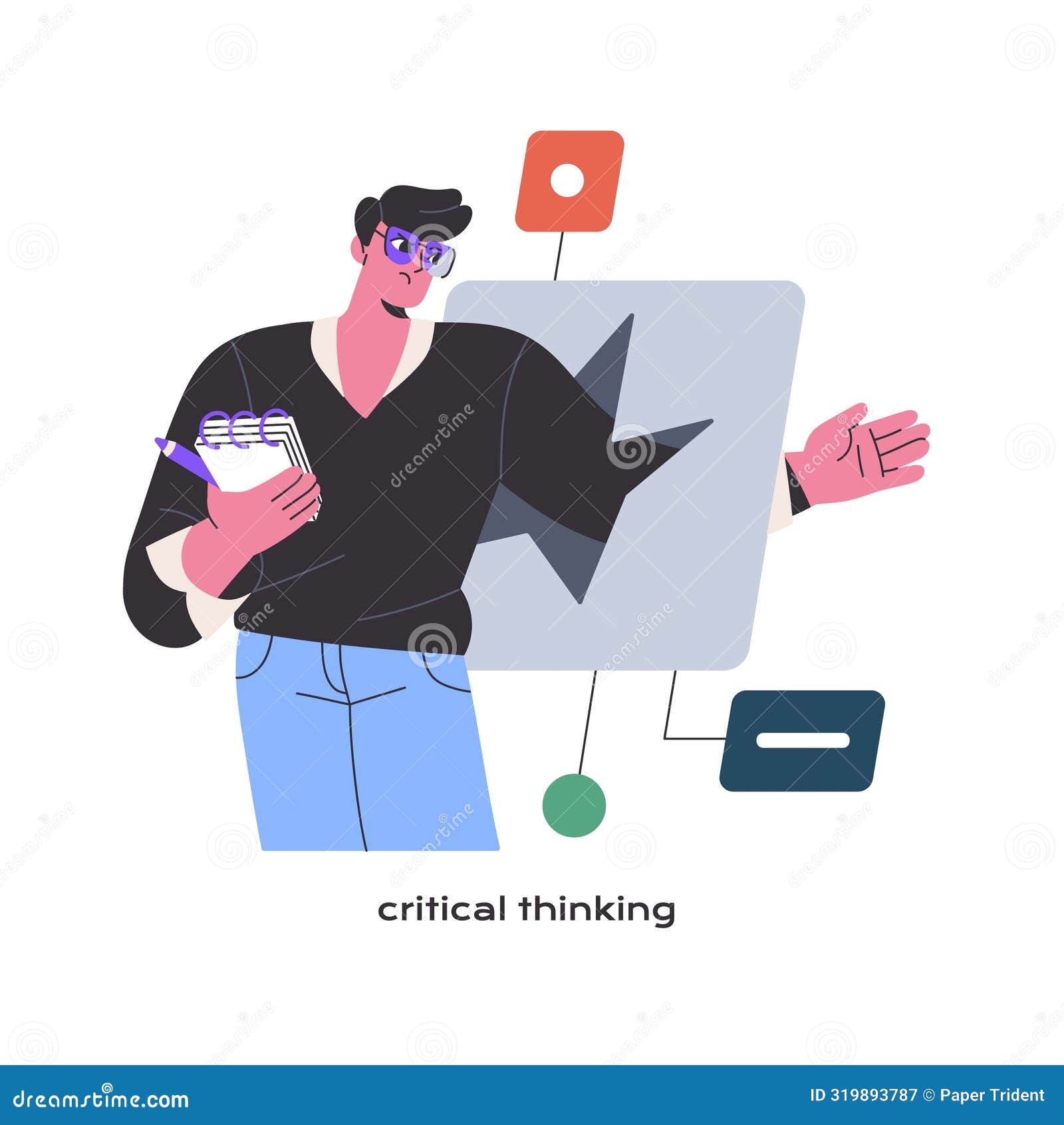 Person with Critical Thinking Tests, Explores. Analytical Mindset ...