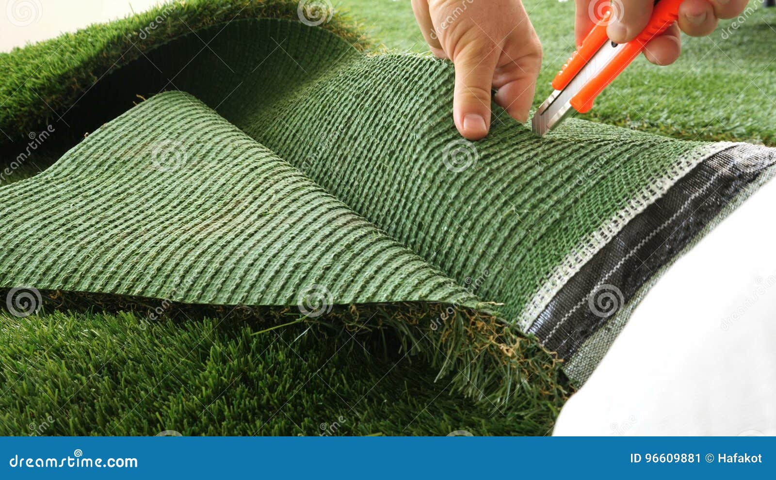 Person Cutting Sheet of Artificial Turf Stock Image - Image of closeup ...