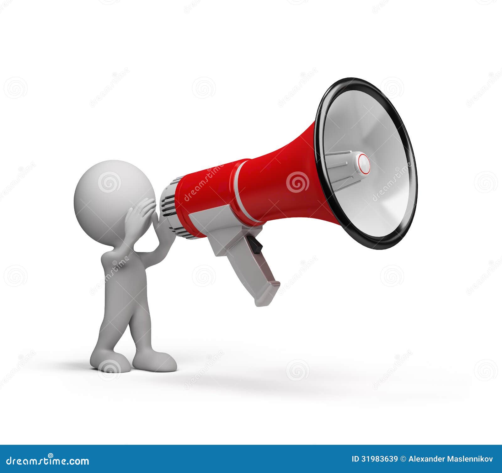 Person 3D Och En Stor Megafon Stock Illustrationer - Illustration av ...