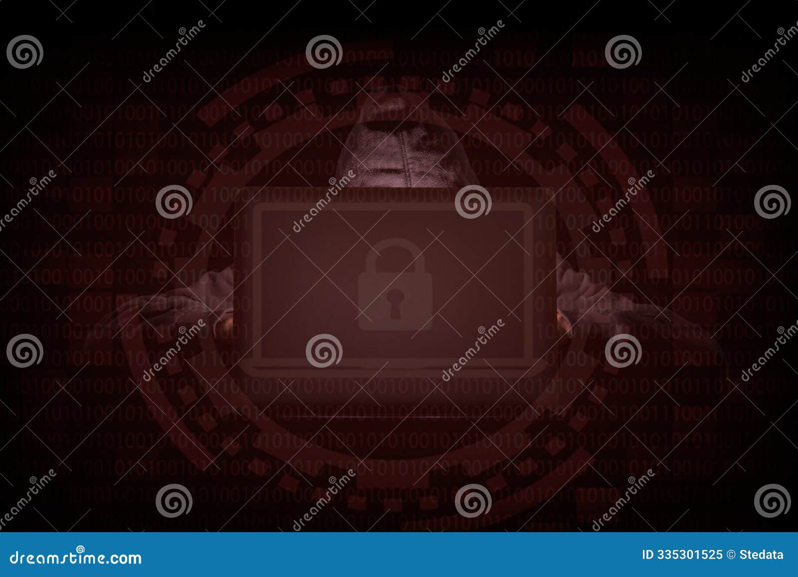 A Person in a Dark Room Using a Laptop with a Lock Logo, Internet ...
