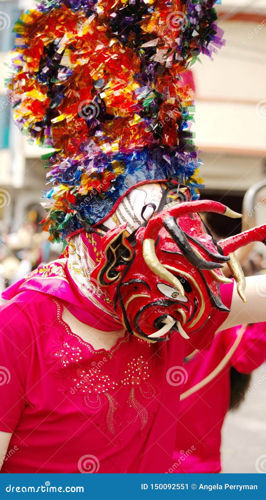 Person in a devil mask editorial photo. Image of pillaro - 150092551