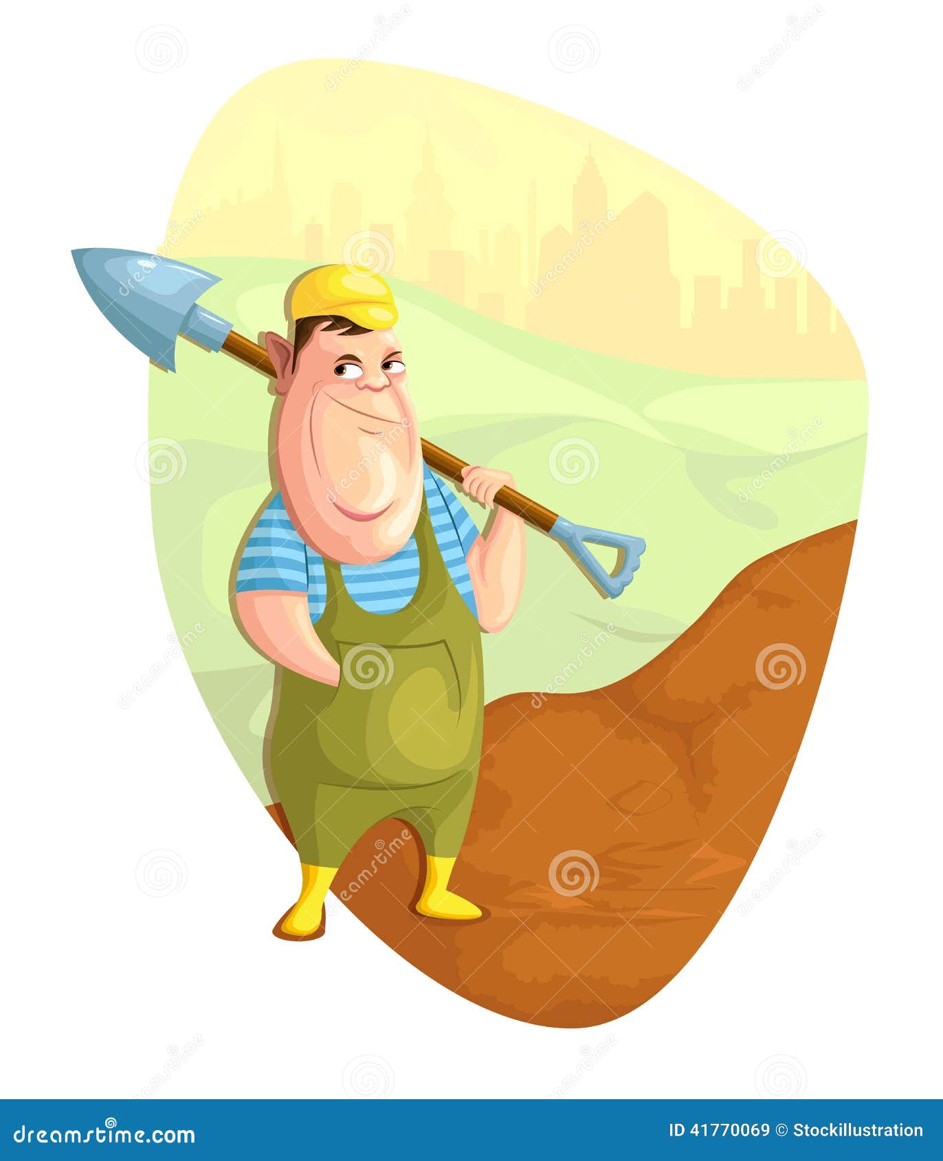 Digging Person Line Outline Icon Vector Illustration | CartoonDealer ...