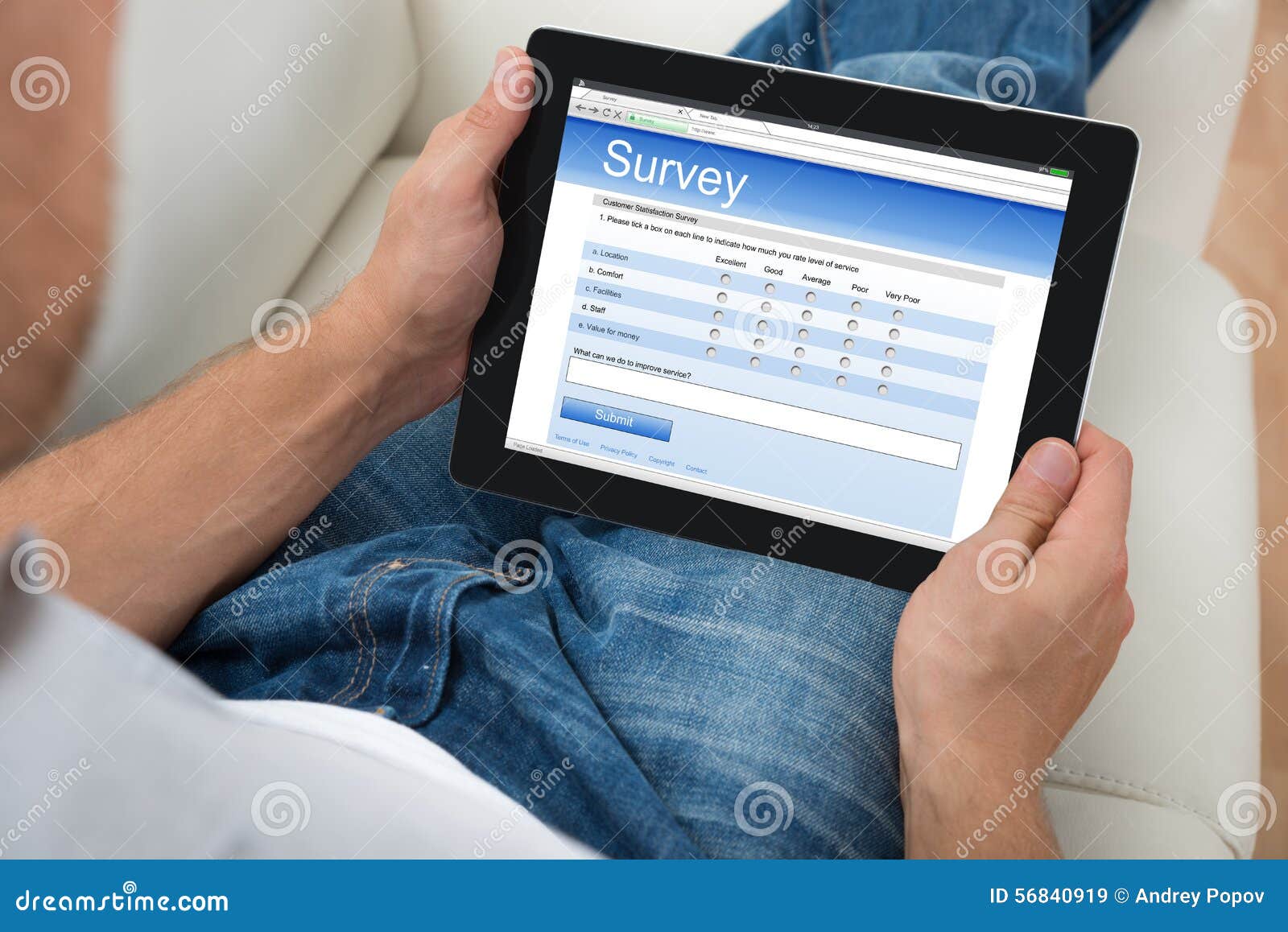 Person with Digital Tablet Showing Survey Form Stock Image - Image of ...