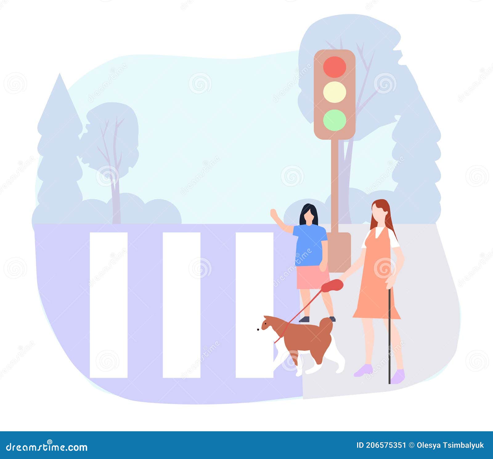 A Person with Disabilities Crosses the Road, Vector Graphics Stock ...
