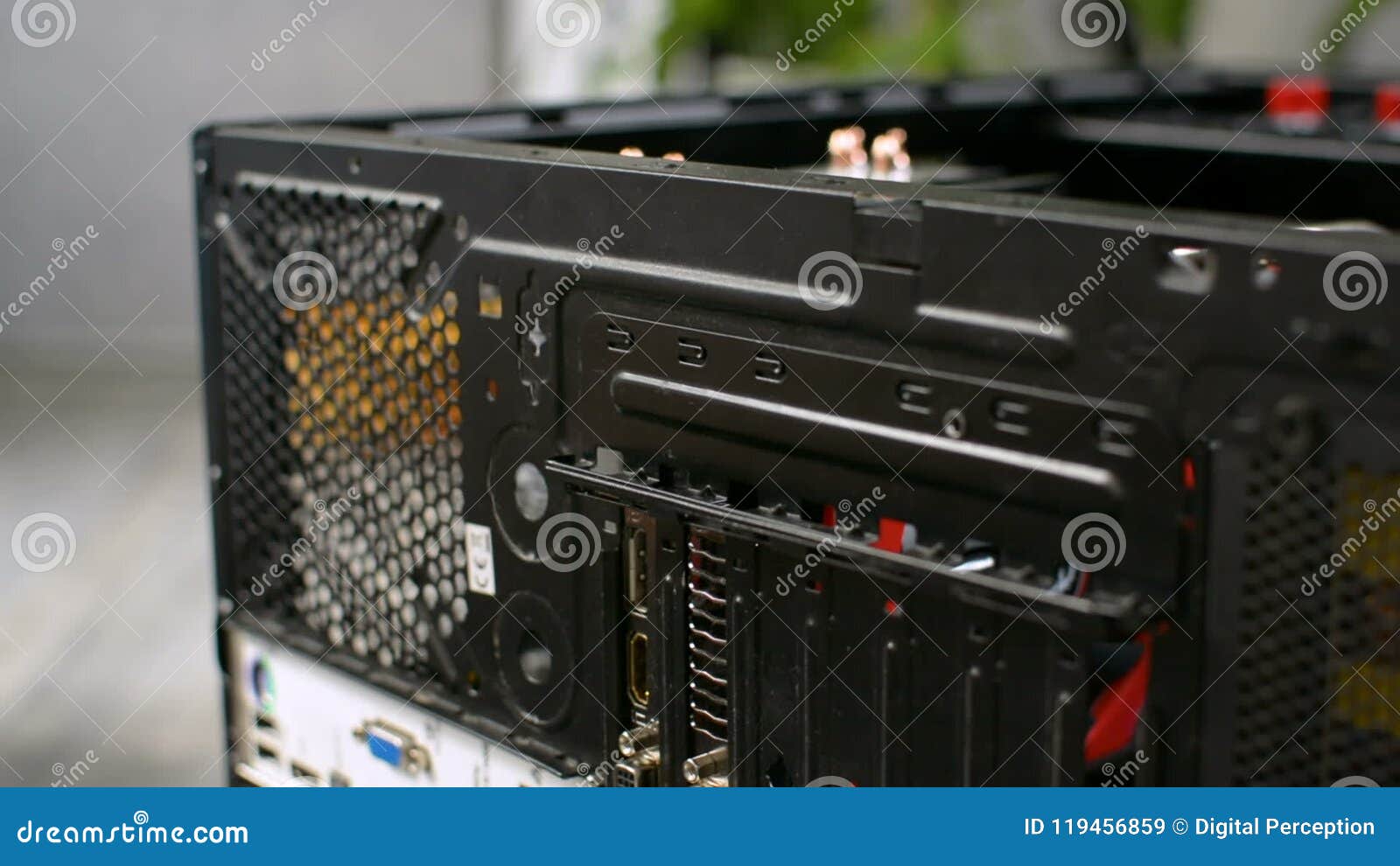 Disassembling PC Personal Computer Case by Unmounting Rear Back Rail ...