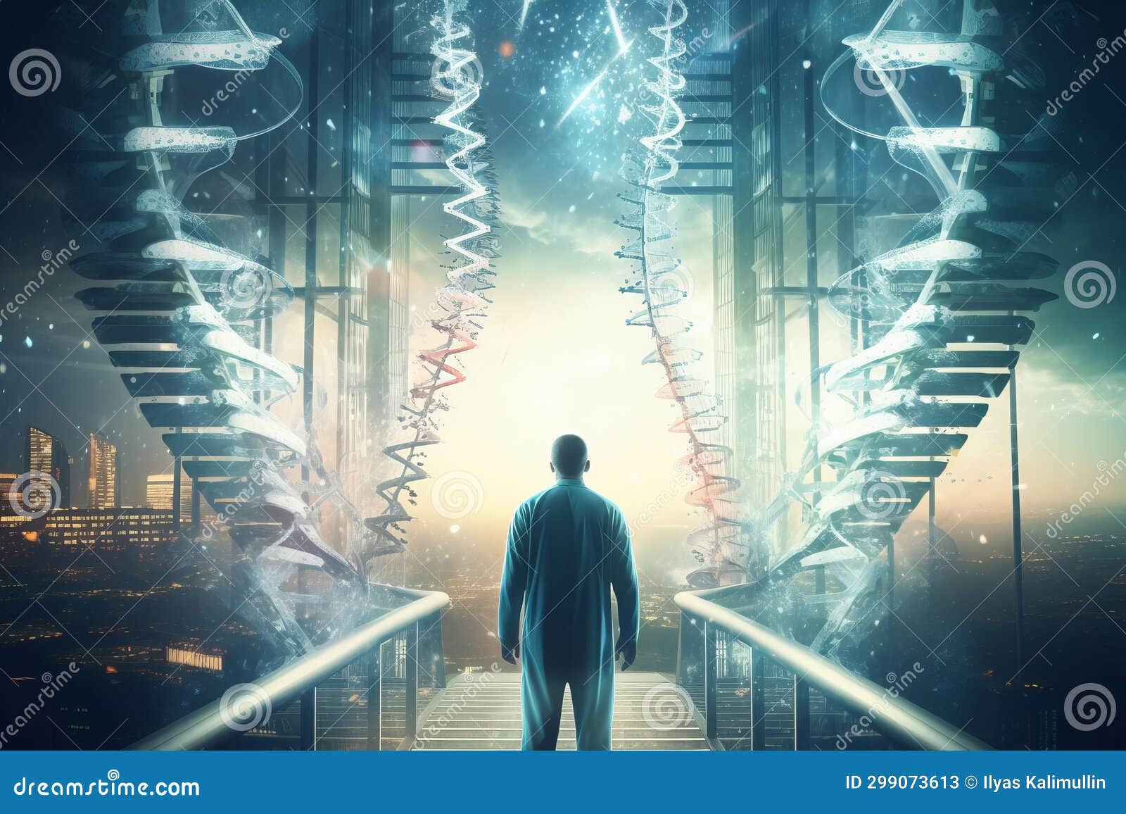 Person Discovering Unknown World of Science Stock Image - Image of back ...