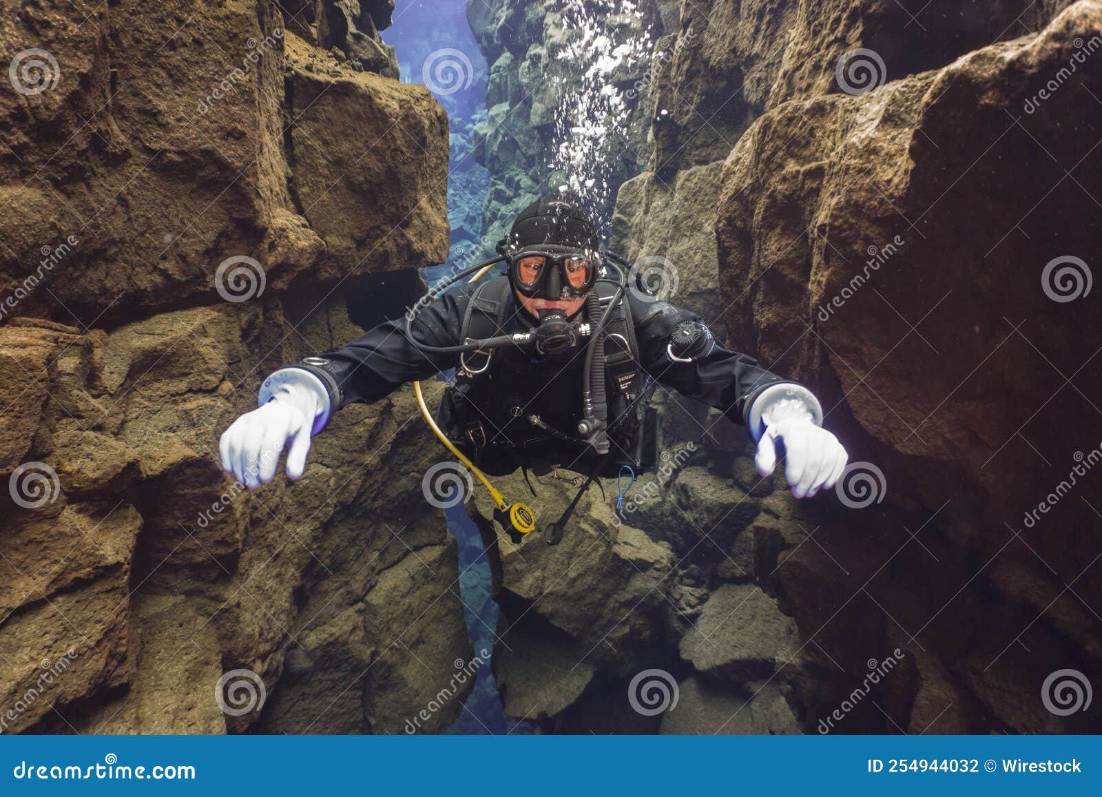 Person Diving Underwater in Silfra, Iceland Stock Photo - Image of dive ...