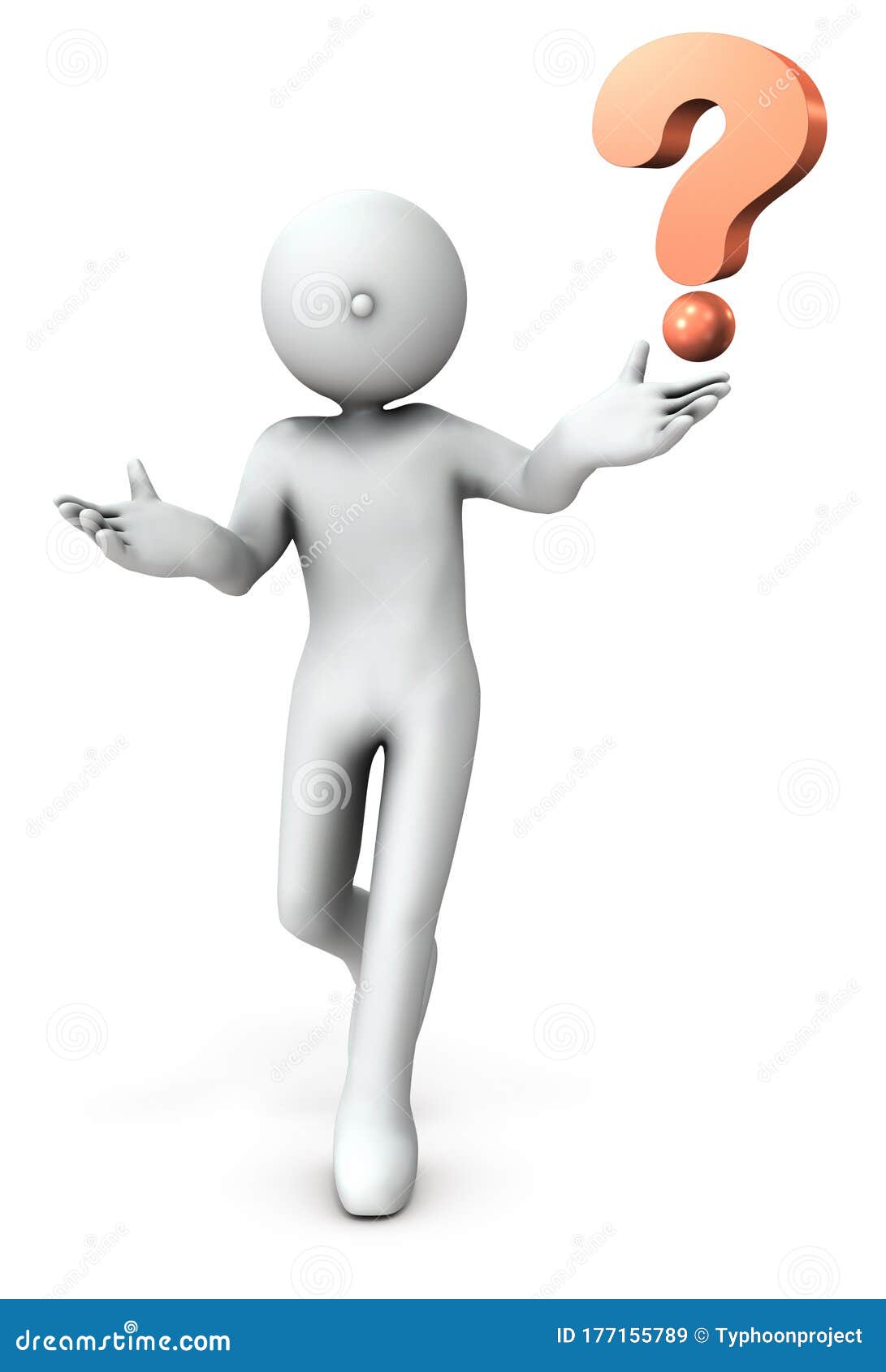 The Person in Doubt. White Background Stock Illustration - Illustration ...