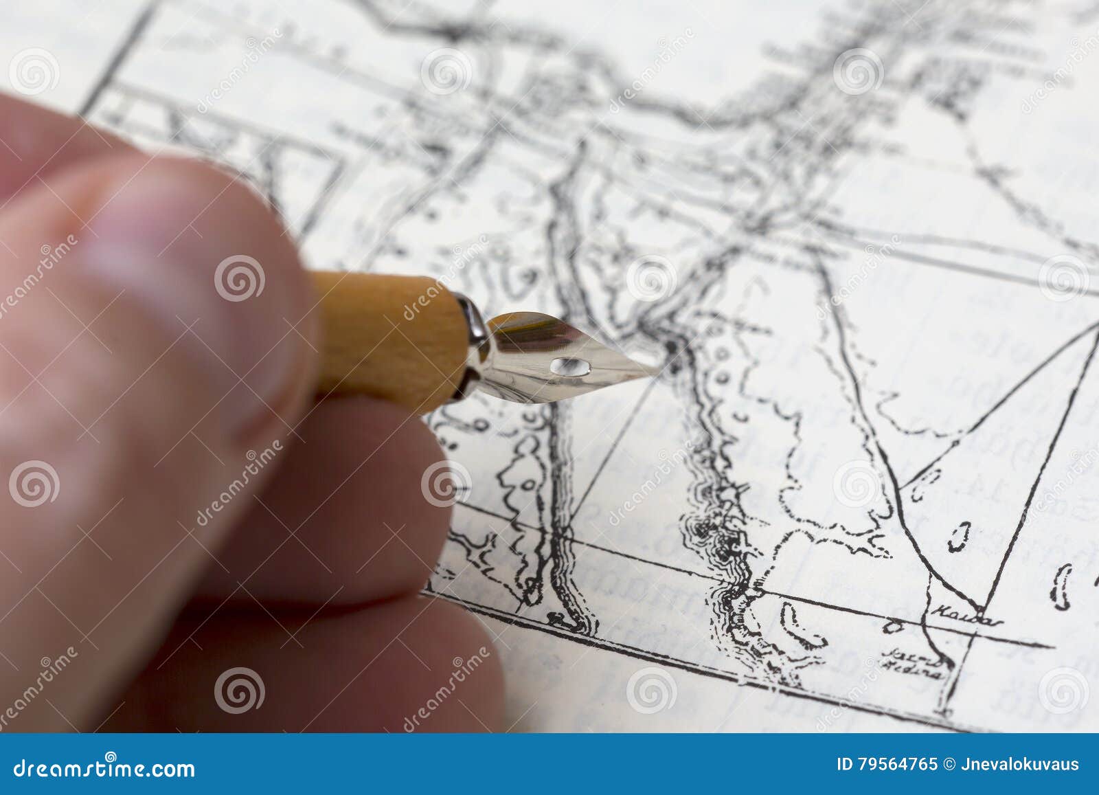 Person is Drawing an Ancient Map. Stock Image - Image of element ...