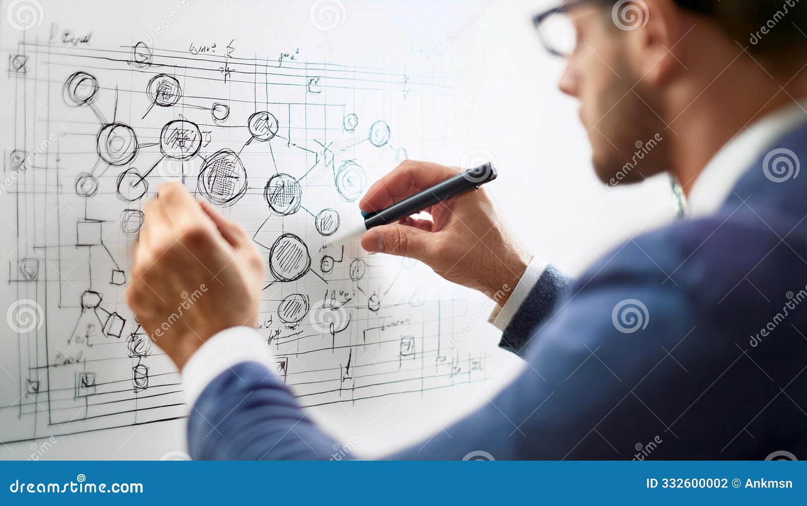 Person Drawing a Strategy Plan on a Whiteboard, Symbolizing Planning ...