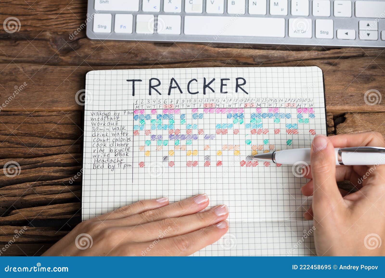 Person Drawing Tracker Chart on Notebook Stock Image - Image of ...