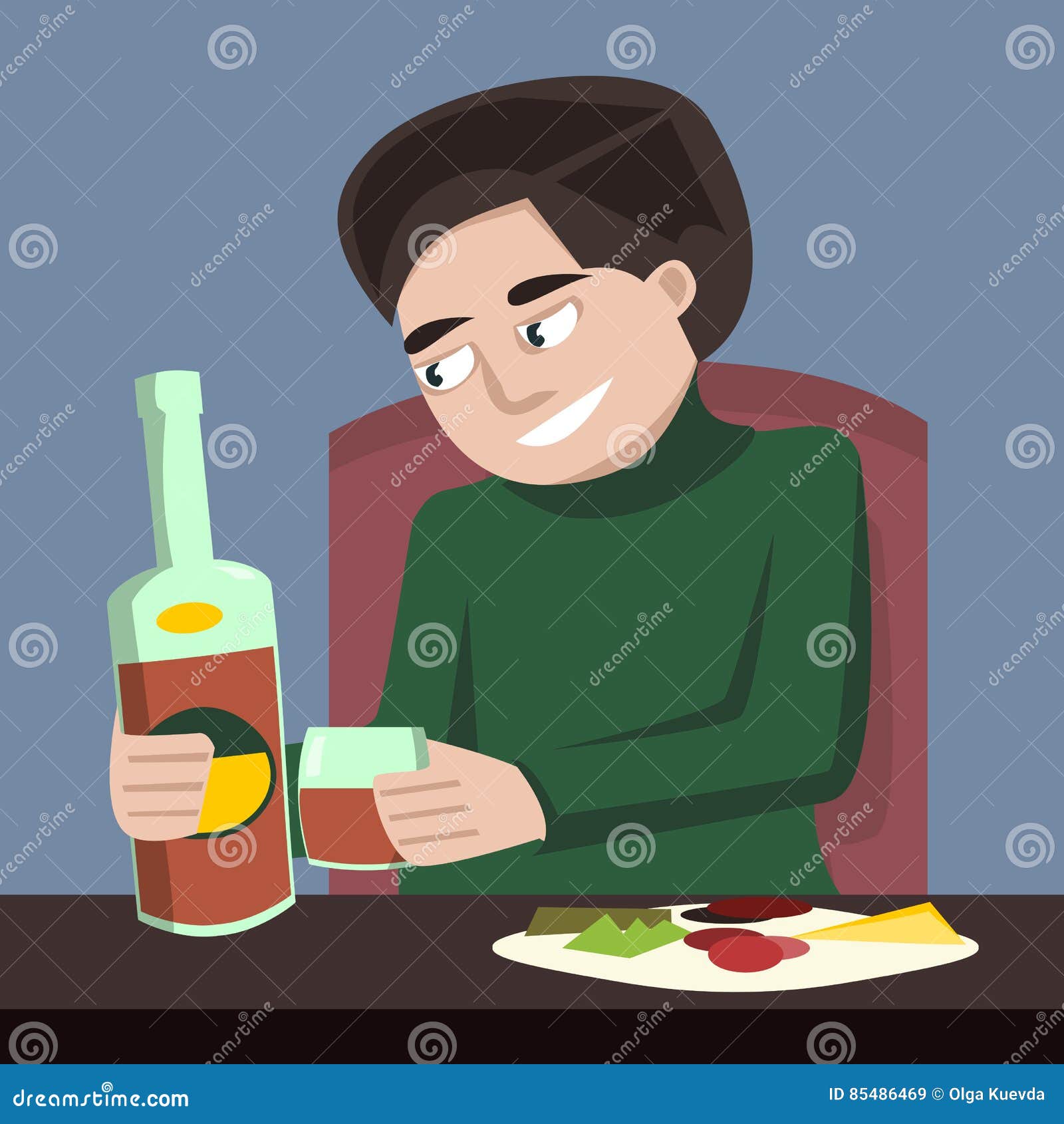 Person Drinking Alone Vector Cartoon Stock Vector - Illustration of ...
