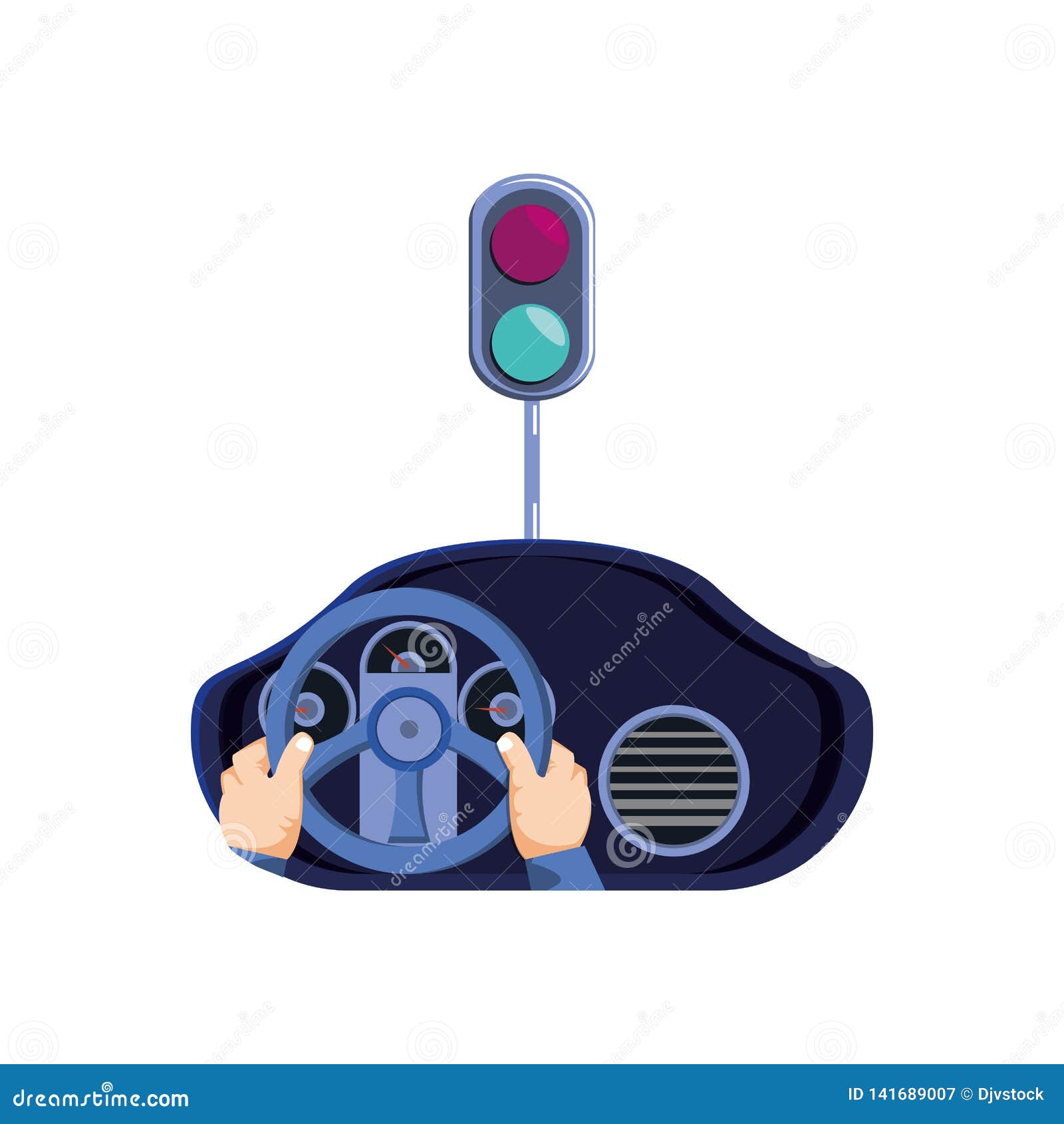 Person Driver Car with Stop Light Stock Vector - Illustration of stop ...