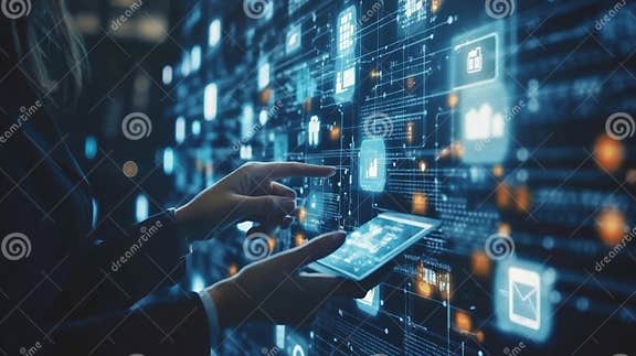 A Person Engages with a Touchscreen Tablet To Explore Dynamic ...