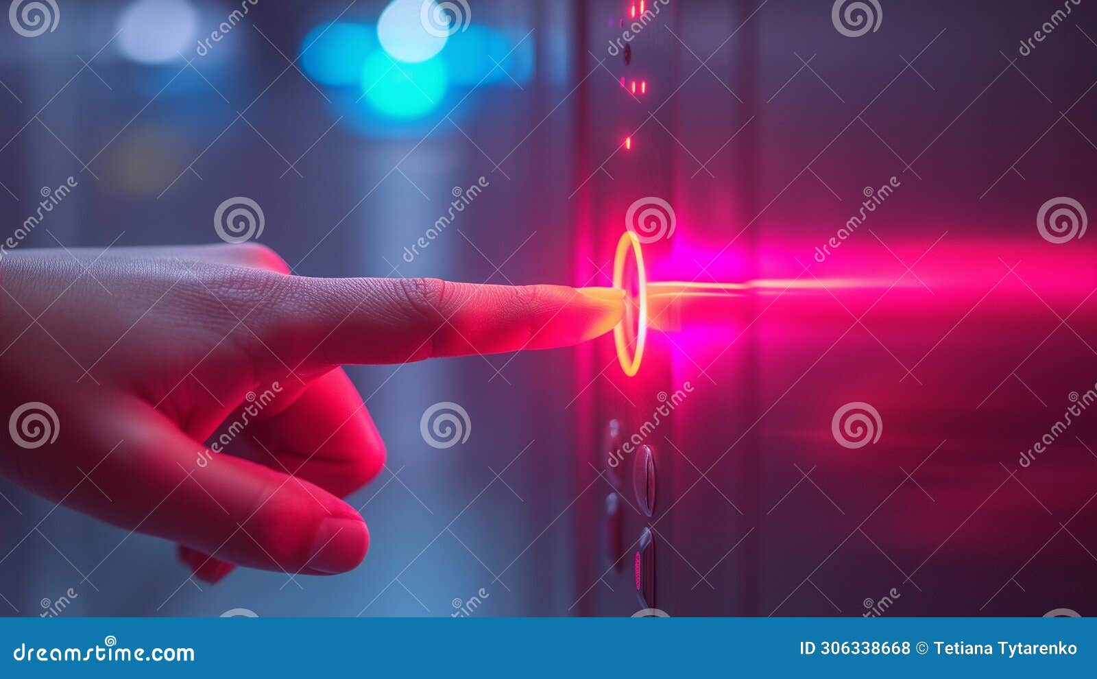 A Person Enters Modern Office Building Using a High-tech Fingerprint ...