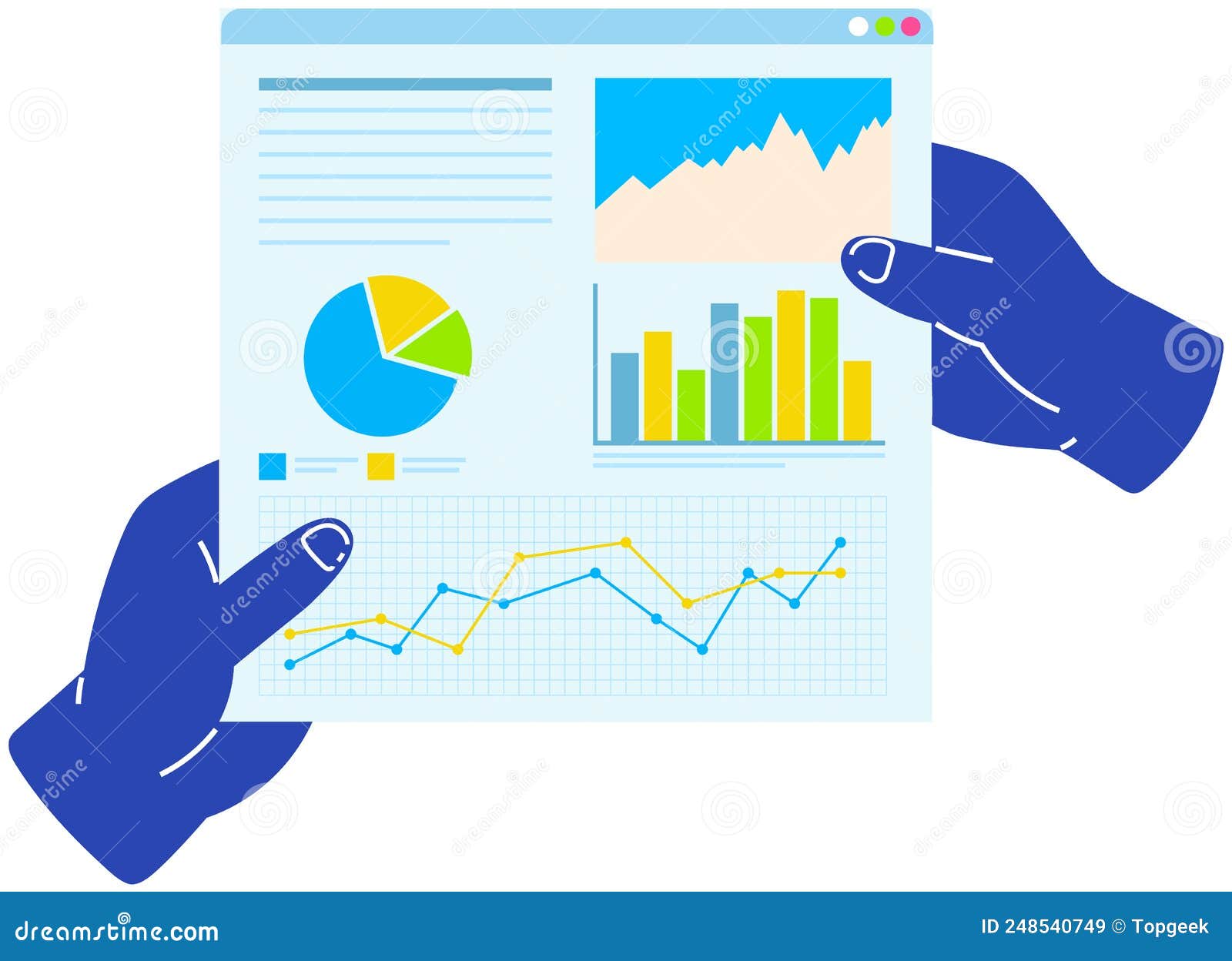 Person Examines Diagram, Analyses Business Data. Statistical Chart ...