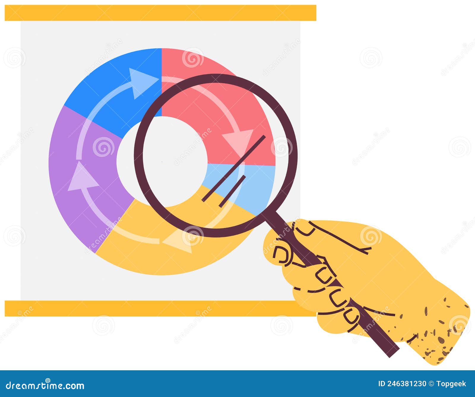 Person Examines Scheme Under Magnifier. Hand With Loupe Magnifying ...