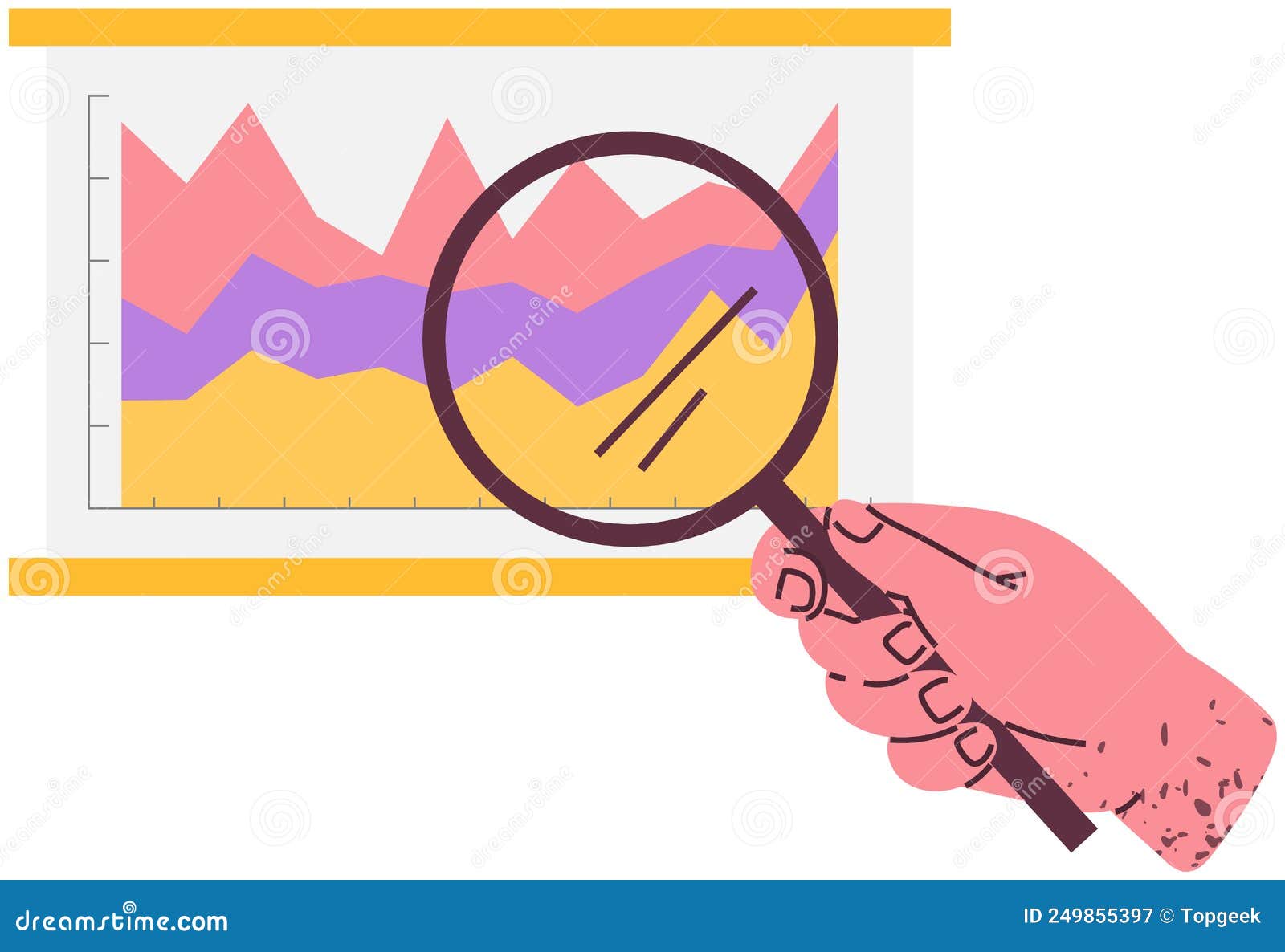 Person Examines Scheme Under Magnifier. Hand With Loupe Magnifying ...