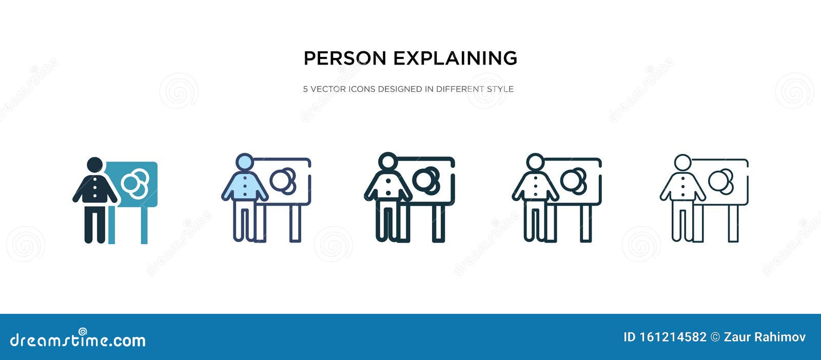 Person Explaining Data Icon in Different Style Vector Illustration. Two ...