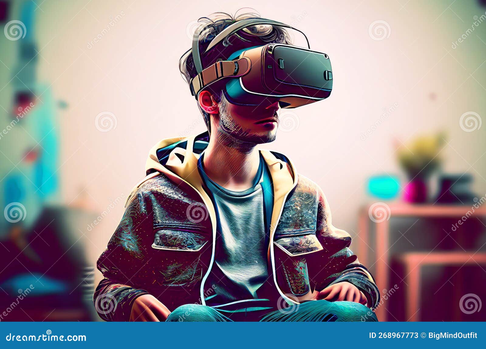 Person is Exploring Augmented Reality with VR Googles Stock ...