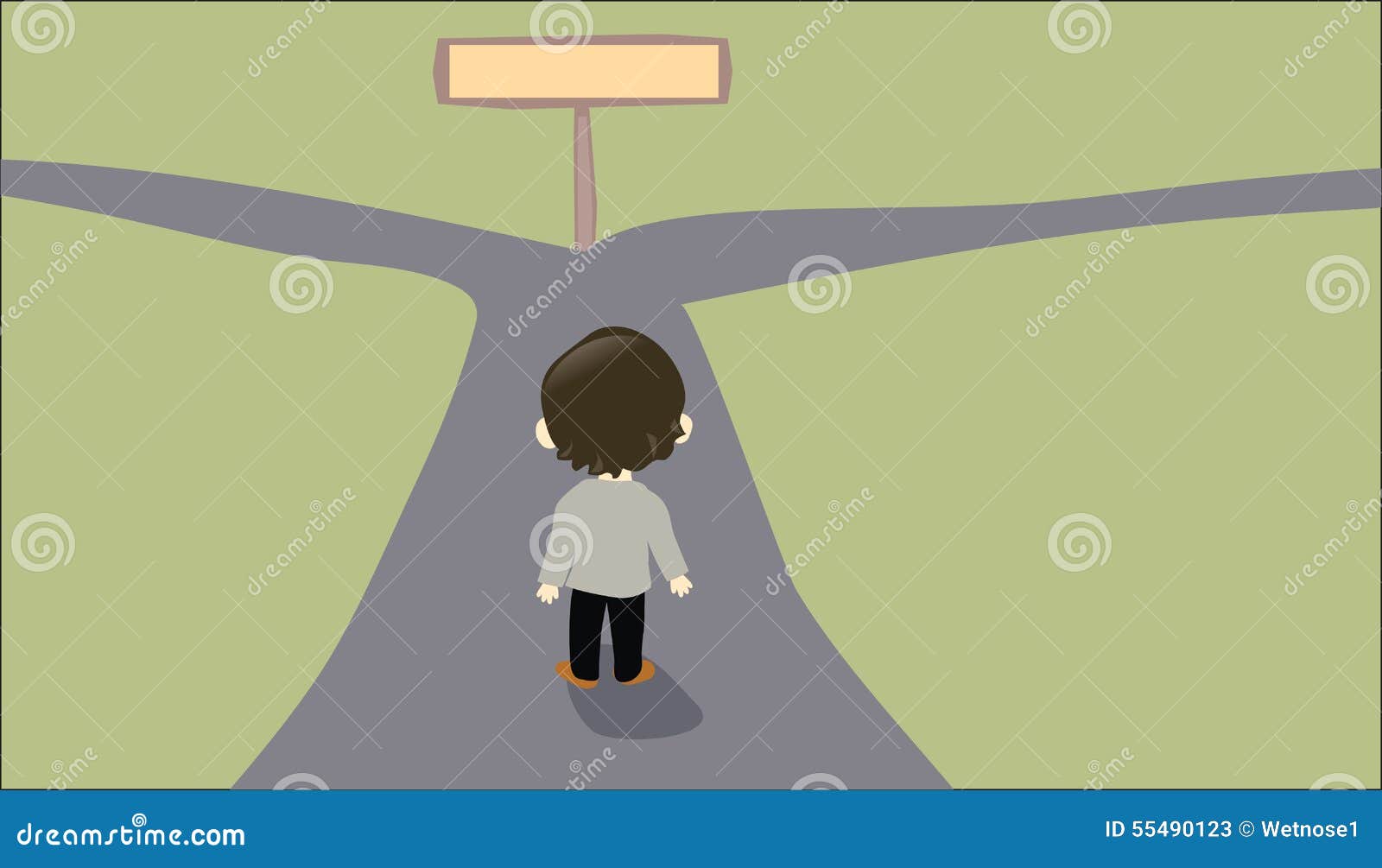 Person Facing a Two-way Road Stock Vector - Illustration of road ...