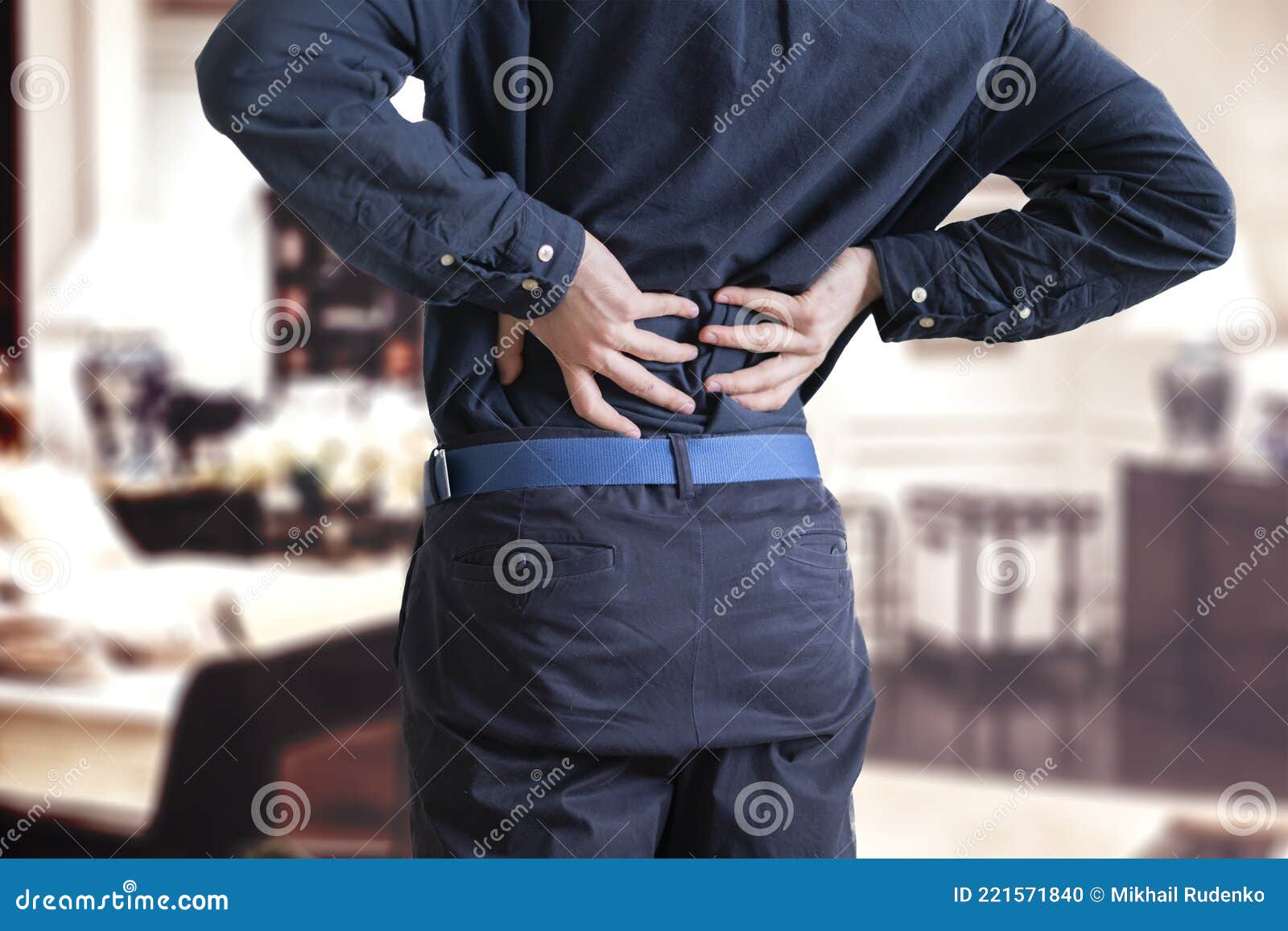 A Person Feeling the Backache, Stress Overworking Disease Problem Stock ...
