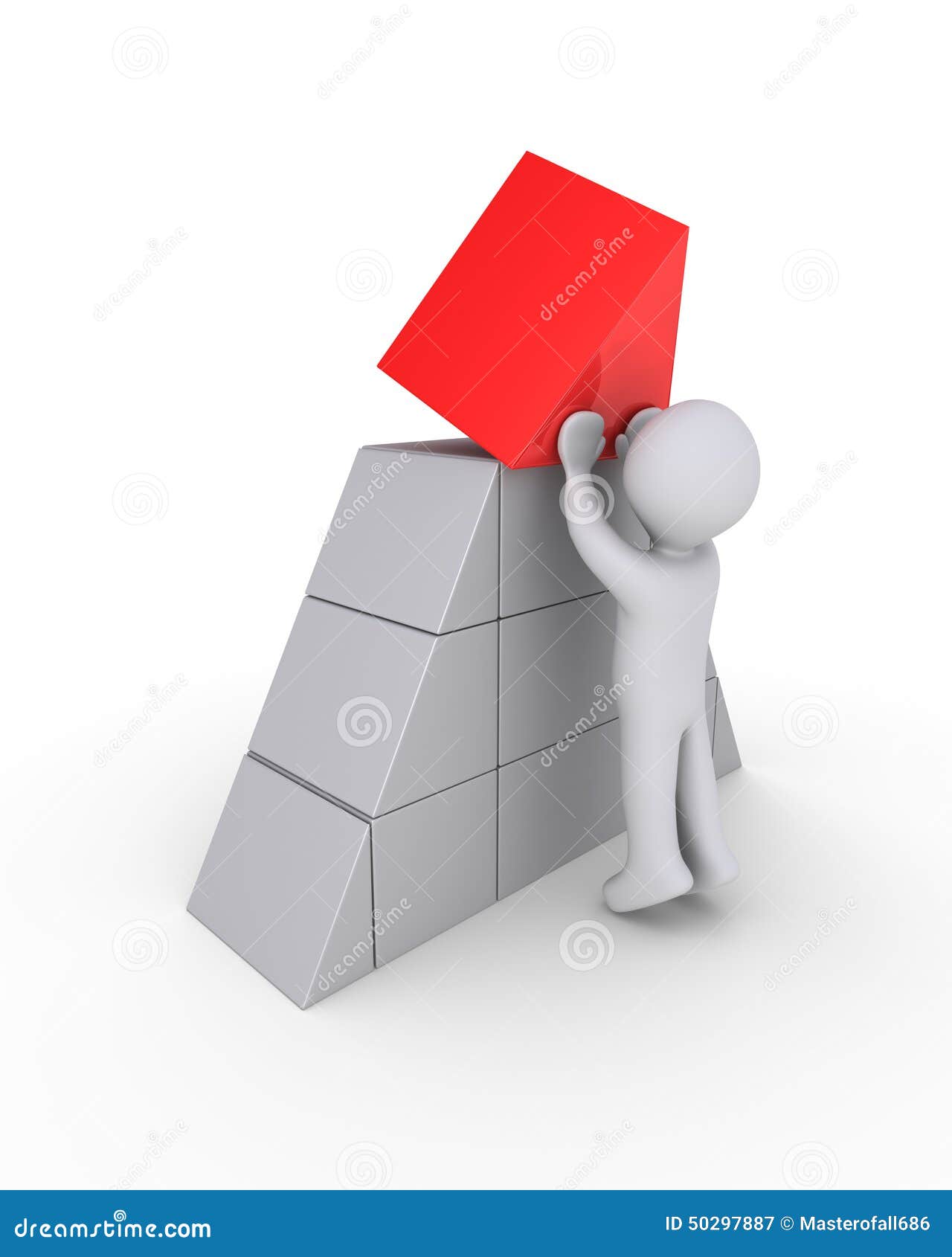 Person finalizing pyramid stock illustration. Illustration of block ...