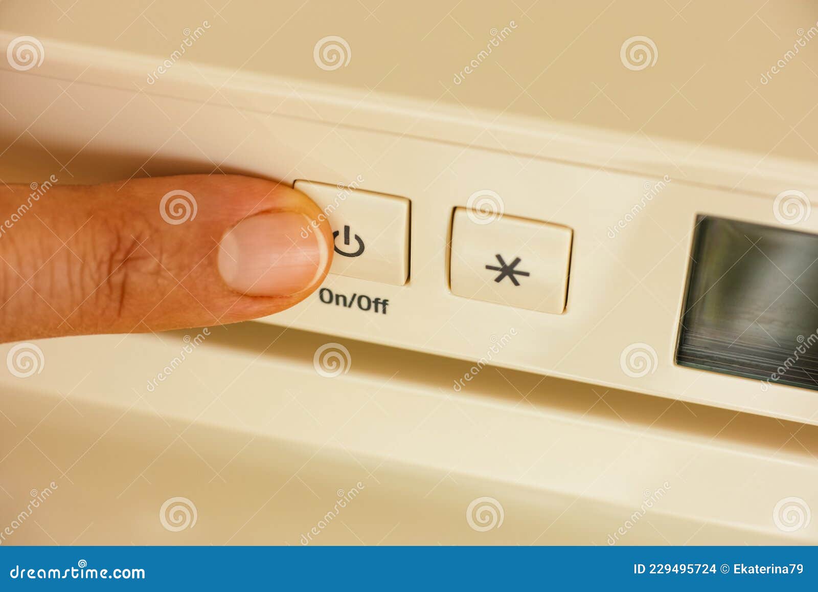 Person Finger Pressing an on Off Button on a Beige Fridge Stock Photo ...