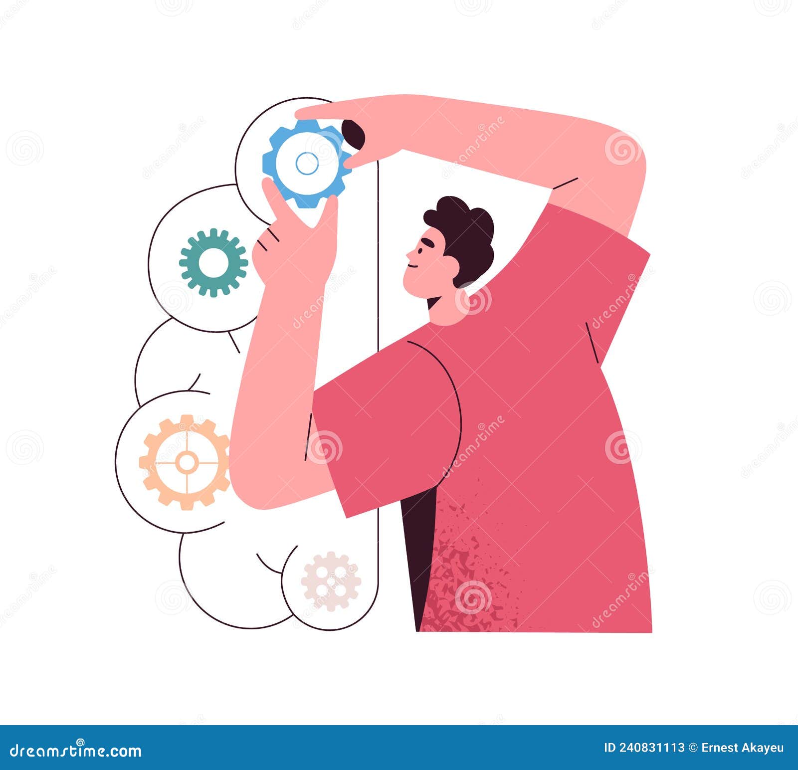 Man Manage Complex Mechanism Cartoon Vector | CartoonDealer.com #274533837
