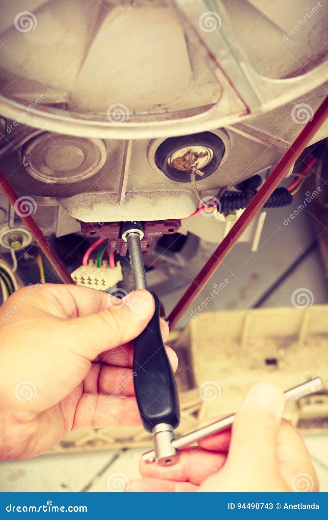 Person Fixing Washing Machine. Stock Image - Image of worker ...