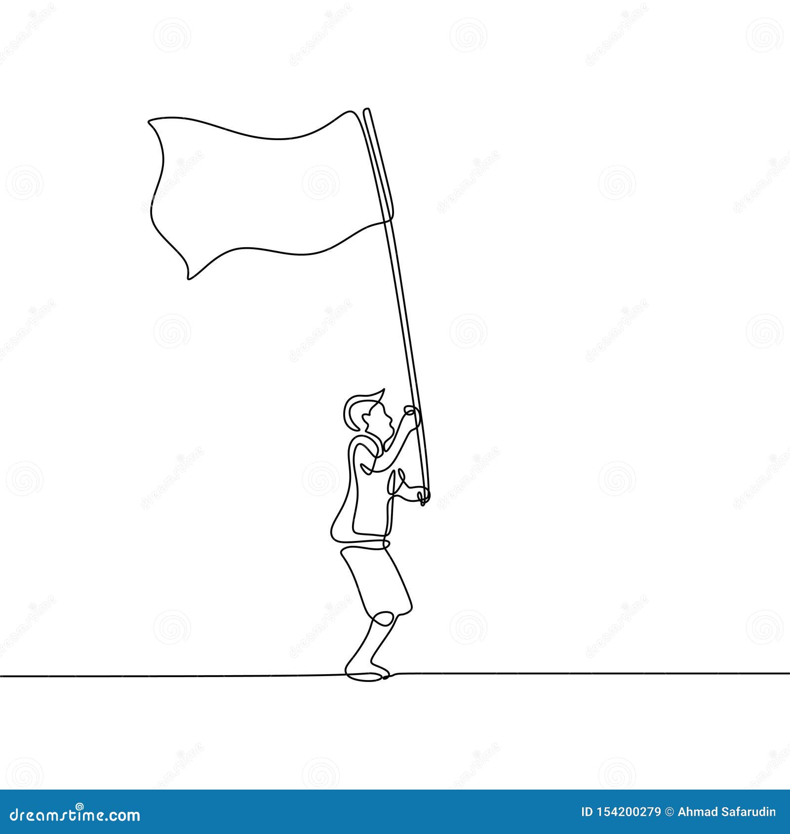Person with Flag Continuous Line Drawing Minimalist Design Stock Vector ...