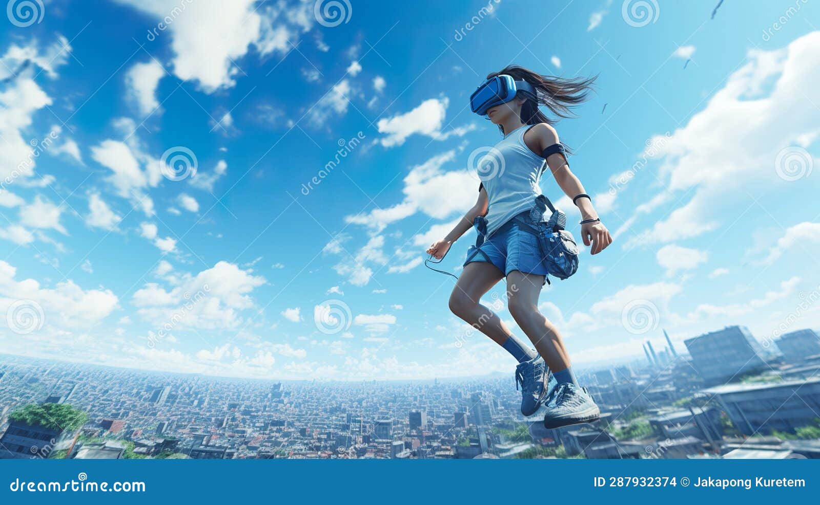 Person Float through Metaverse VR Headset, Virtual Reality Augmented ...