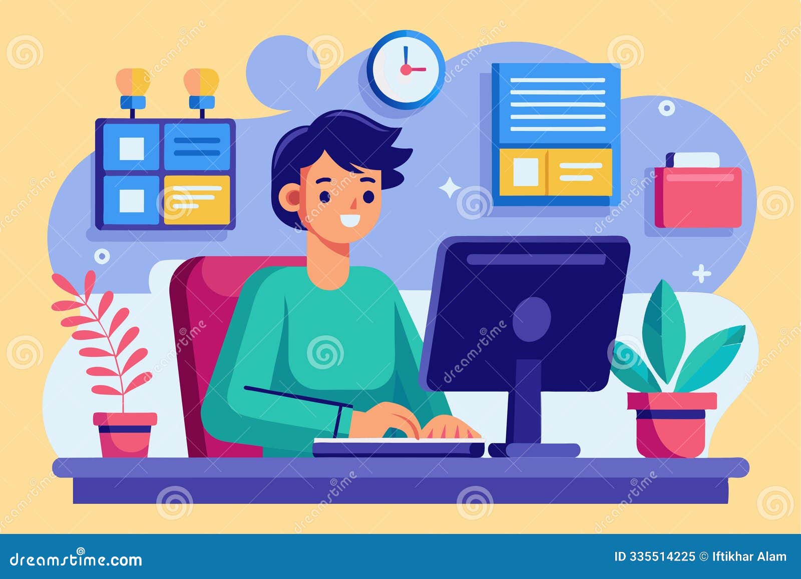 A Person Focuses on Their Computer while Surrounded by Plants and ...