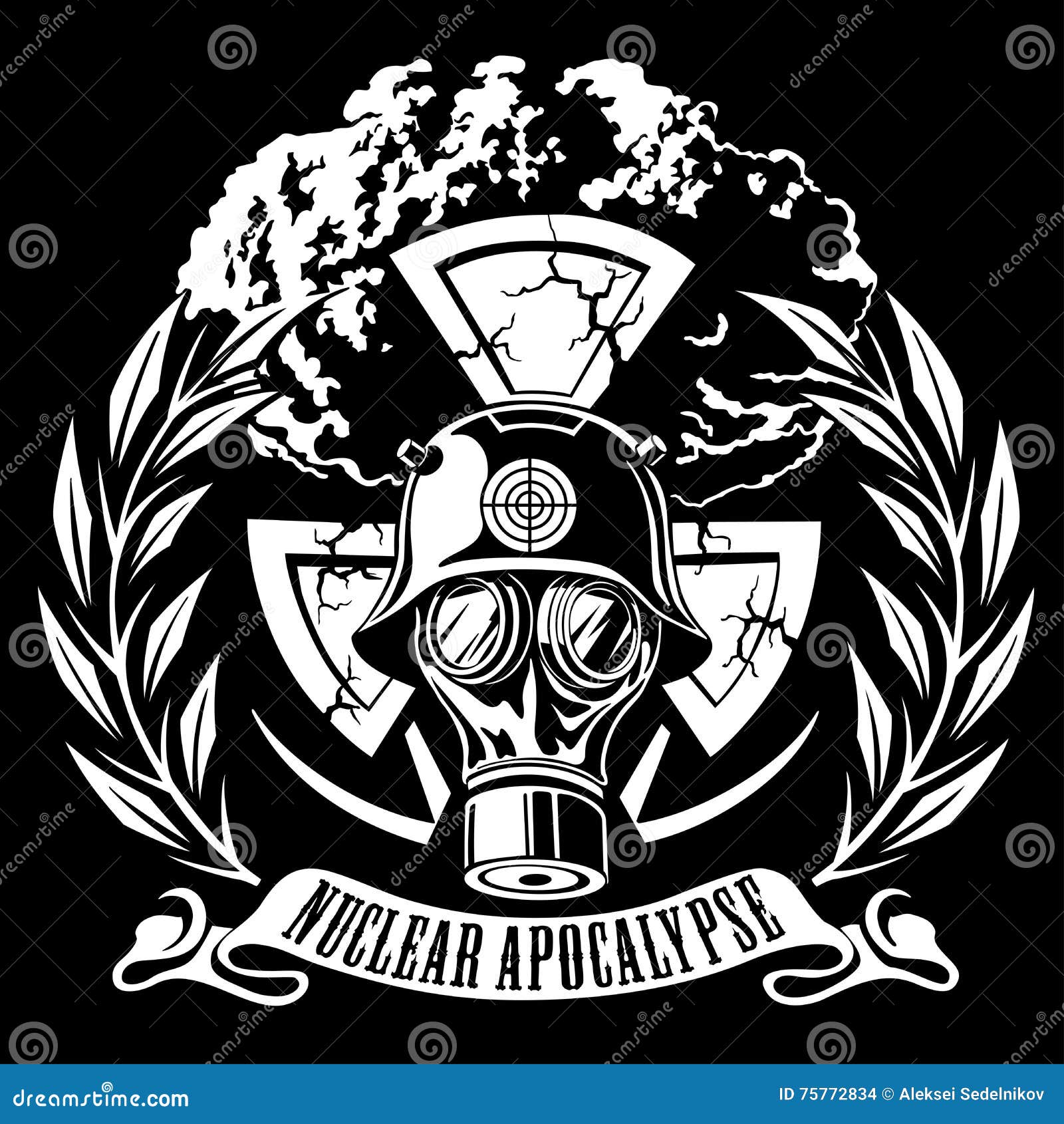 Person in a Gas Mask Atomic Explosion Stock Vector - Illustration of ...